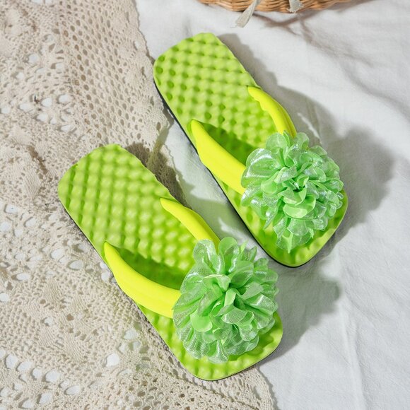 Shoes | Margarita Lime 3d Floral Flip Flop | Poshmark